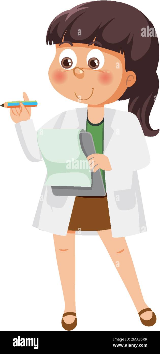 Scientist girl cartoon character illustration Stock Vector Image & Art ...