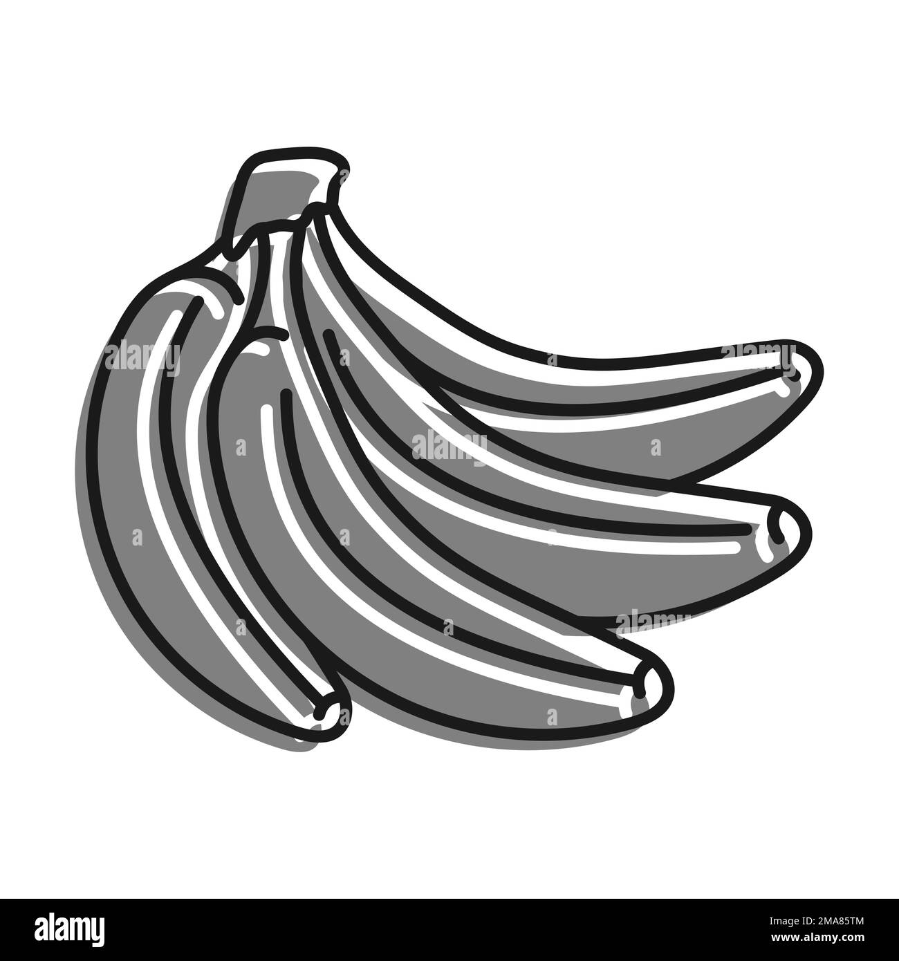 Linear filled with gray color icon, Bunch Of Sweet Ripe Bananas. Harvesting Tropical Fruits ...