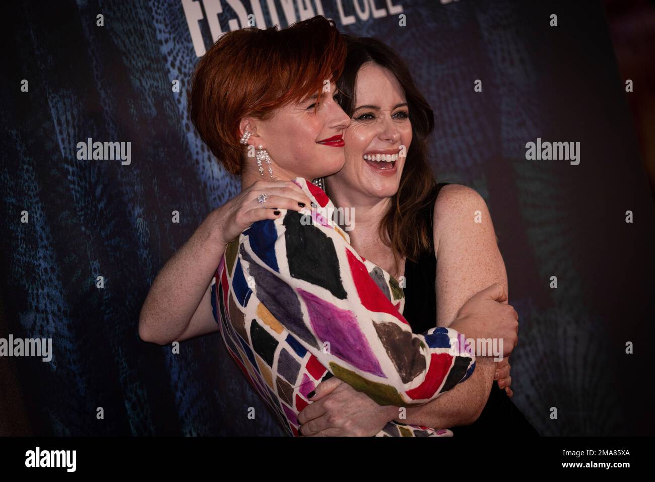Claire Foy, right and Jessie Buckley pose for photographers upon ...