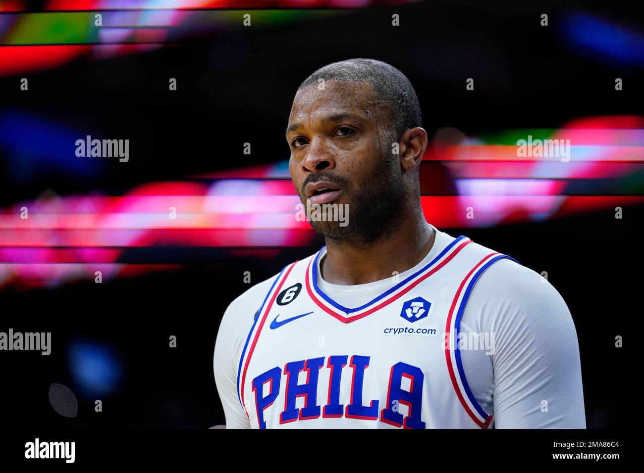 Philadelphia 76ers' P.J. Tucker plays during a preseason NBA basketball ...