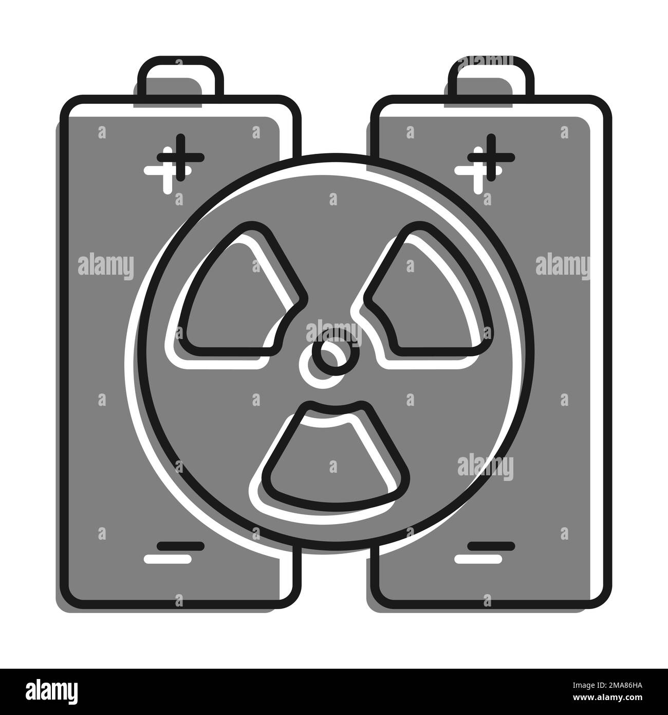 Linear filled with gray color icon. Pair Of Batteries With Sign Of ...