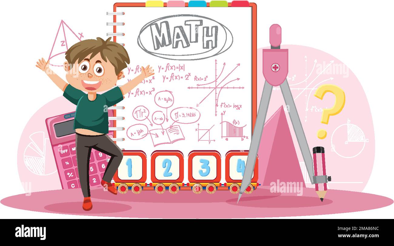 Boy with math equation banner illustration Stock Vector Image & Art - Alamy