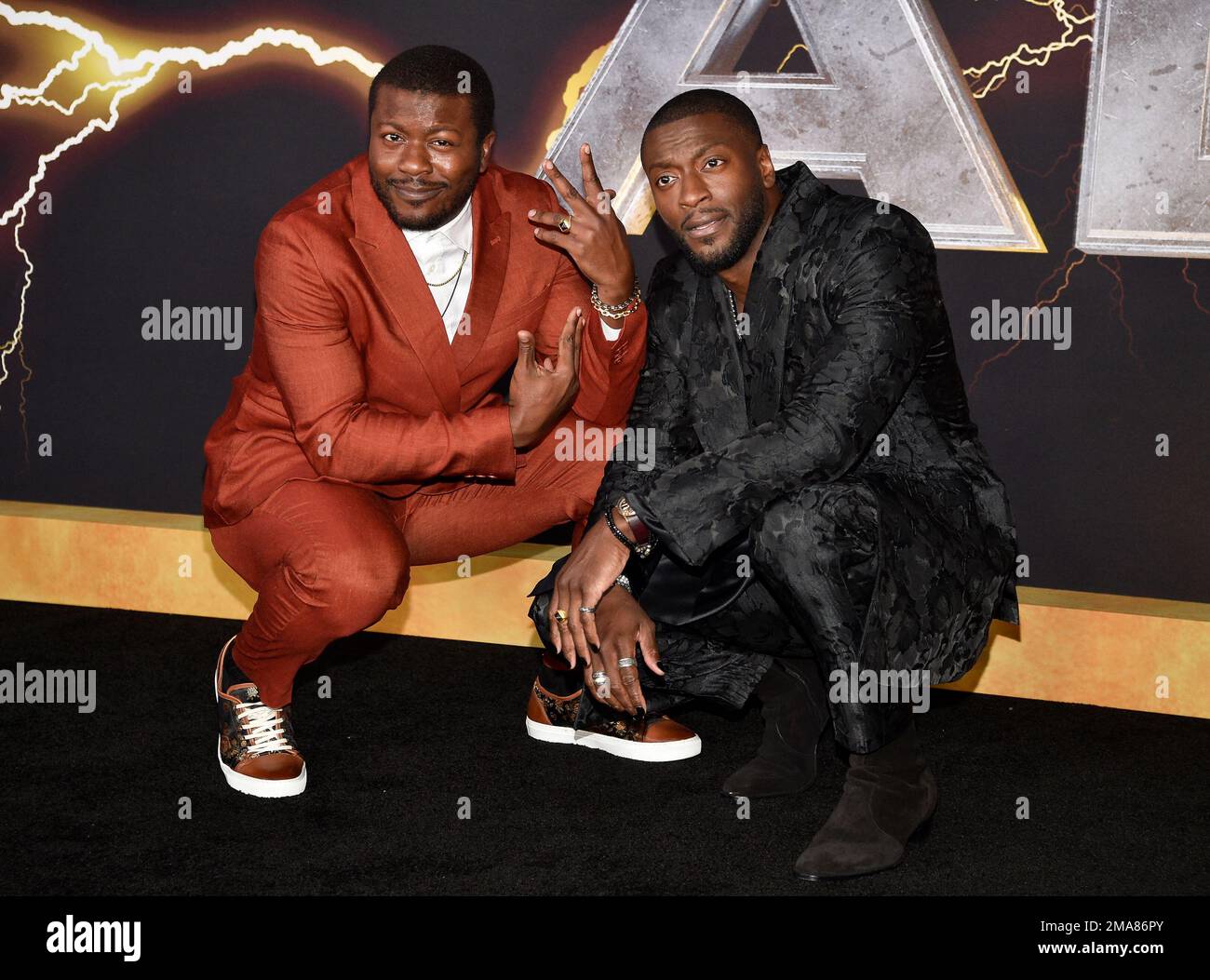 Edwin Hodge, left, and brother Aldis Hodge attend the world premiere of ...