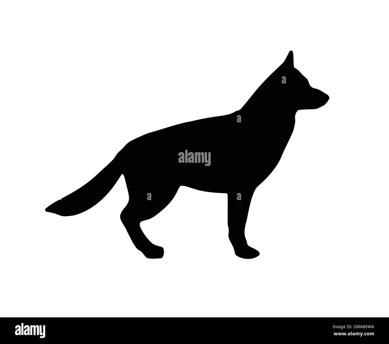 classic dog german shepherd silhouette side view vector isolated on ...