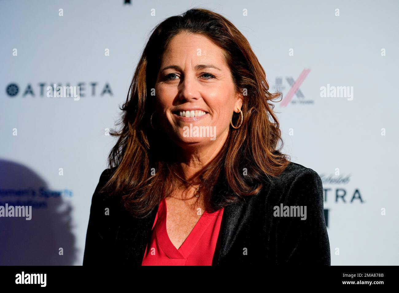 Julie Foudy poses for photos on the red carpet at the Women's Sports ...
