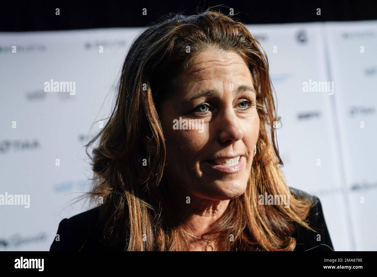 Julie Foudy poses for photos on the red carpet at the Women's Sports ...