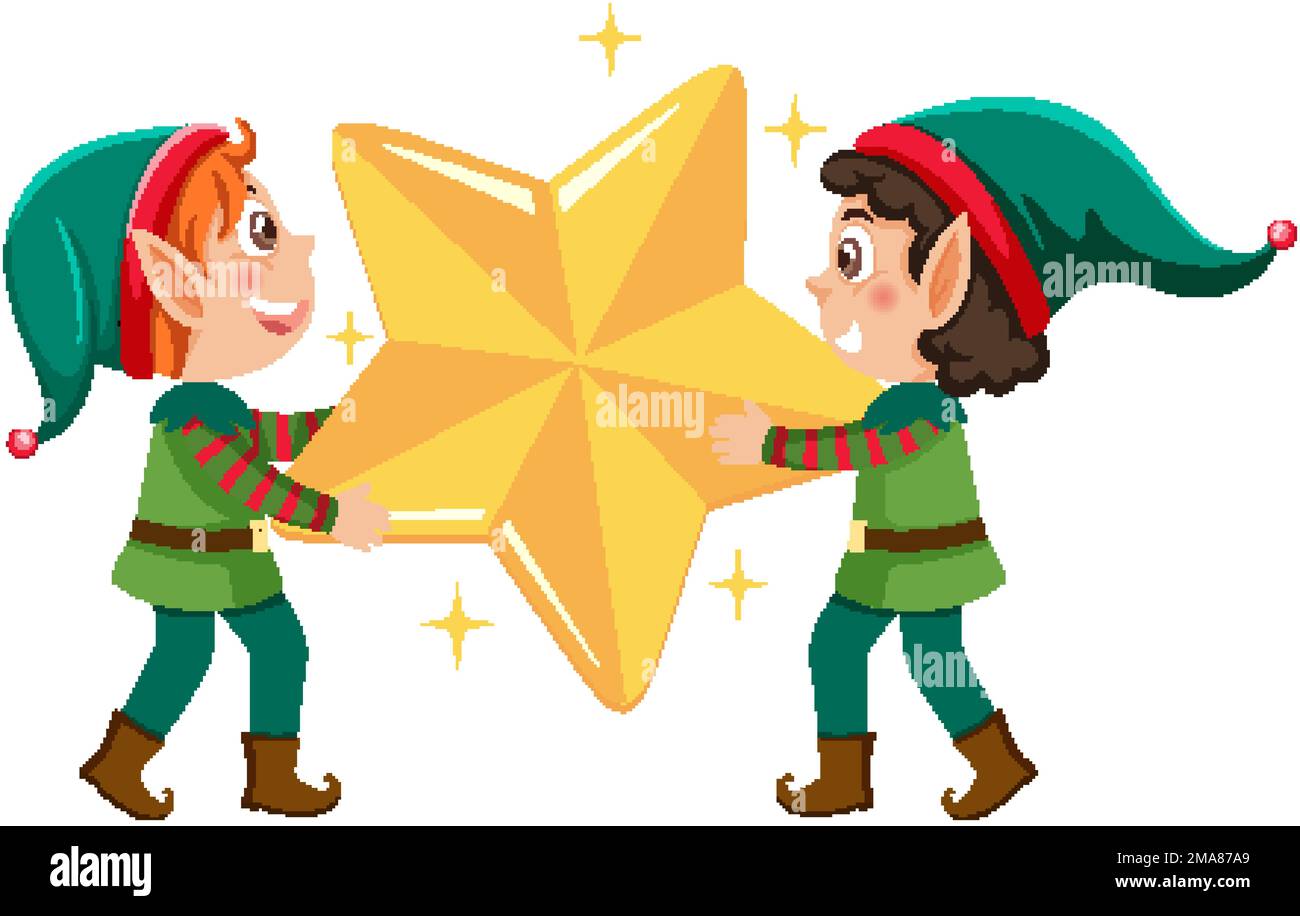 Little elves holding star together illustration Stock Vector Image ...