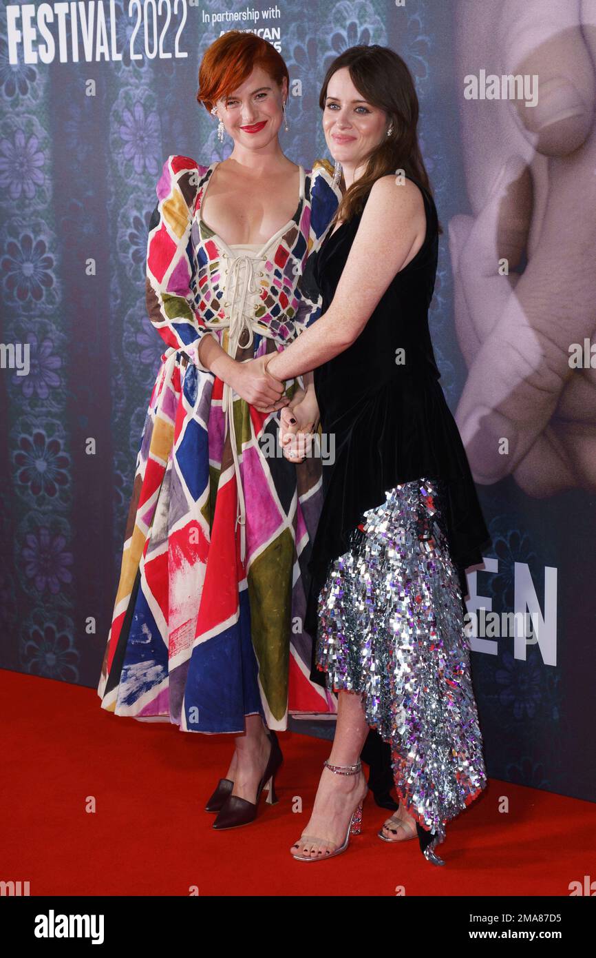 Claire Foy, right, and Jessie Buckley pose for photographers upon ...