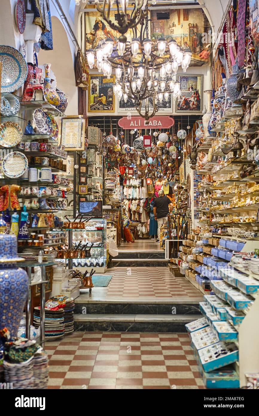 Traditional Grand Bazaar shop in Istanbul city center. Turkey Stock ...