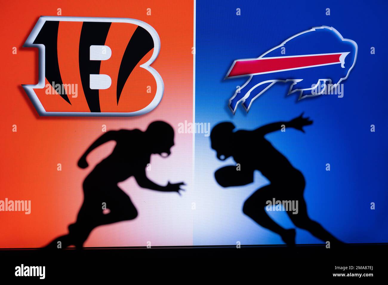 BUFFALO, USA, JANUARY 18, 2023: Cincinnati Bengals vs. Buffalo Bills ...