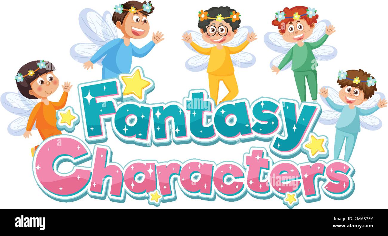 Fantasy characters text for banner design illustration Stock Vector ...