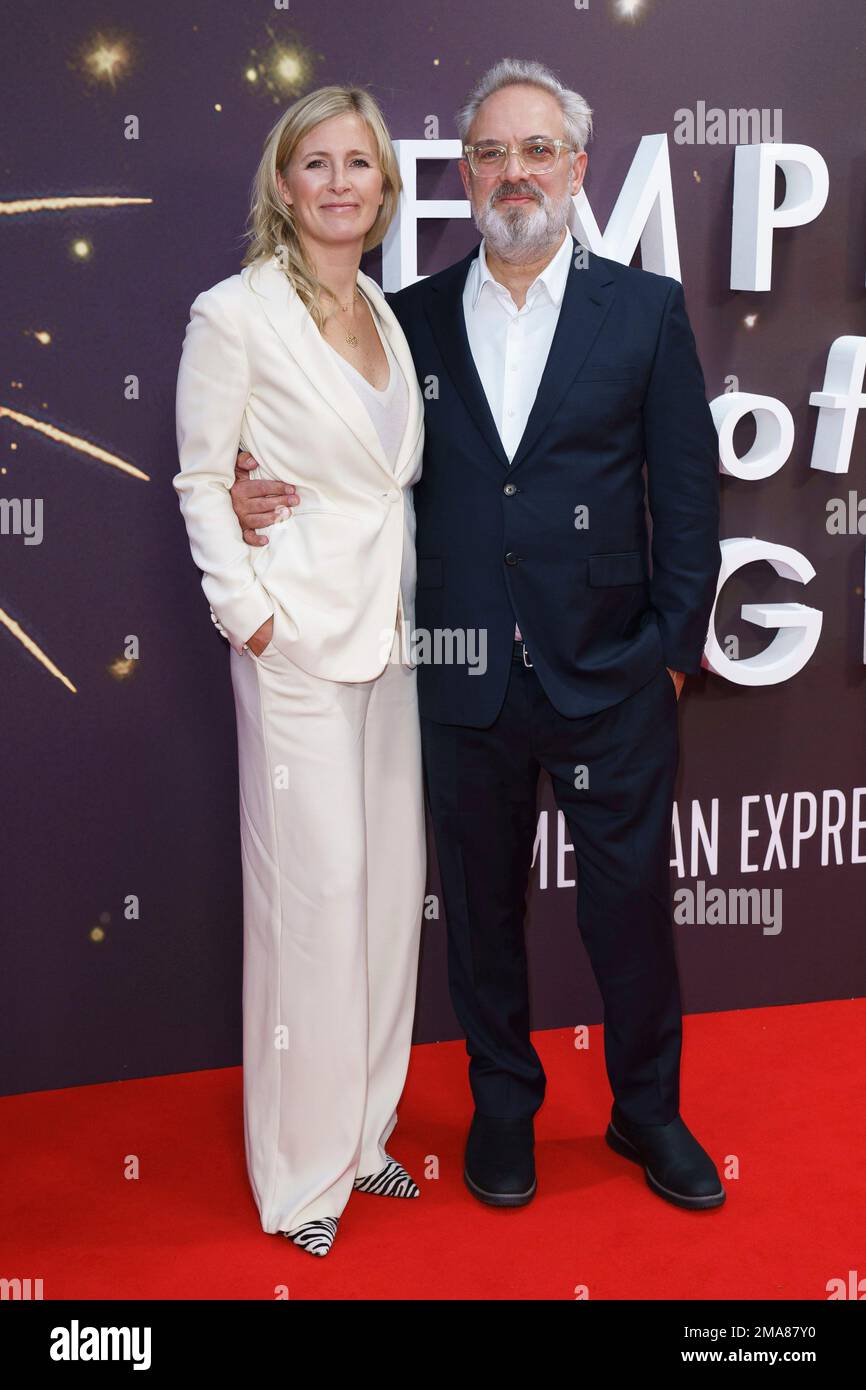 Director Sam Mendes, right, and Alison Balsom pose for photographers ...