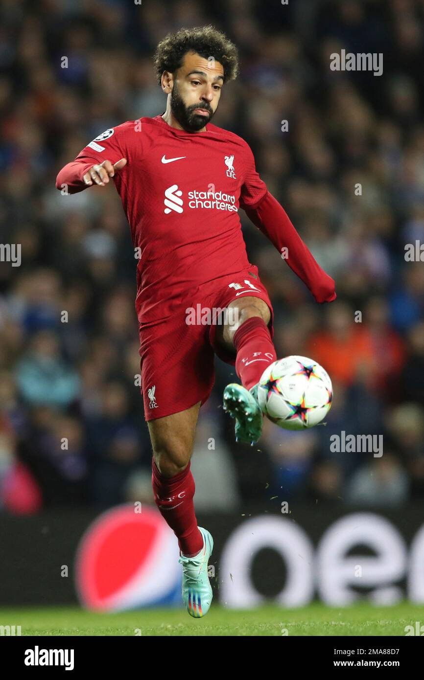 Liverpool's Mohamed Salah controls the ball during the Champions League ...