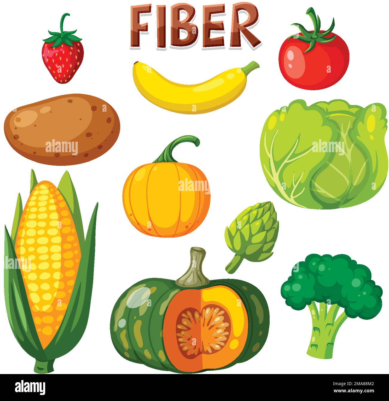 Vegetables and fruits fiber foods group illustration Stock Vector Image ...