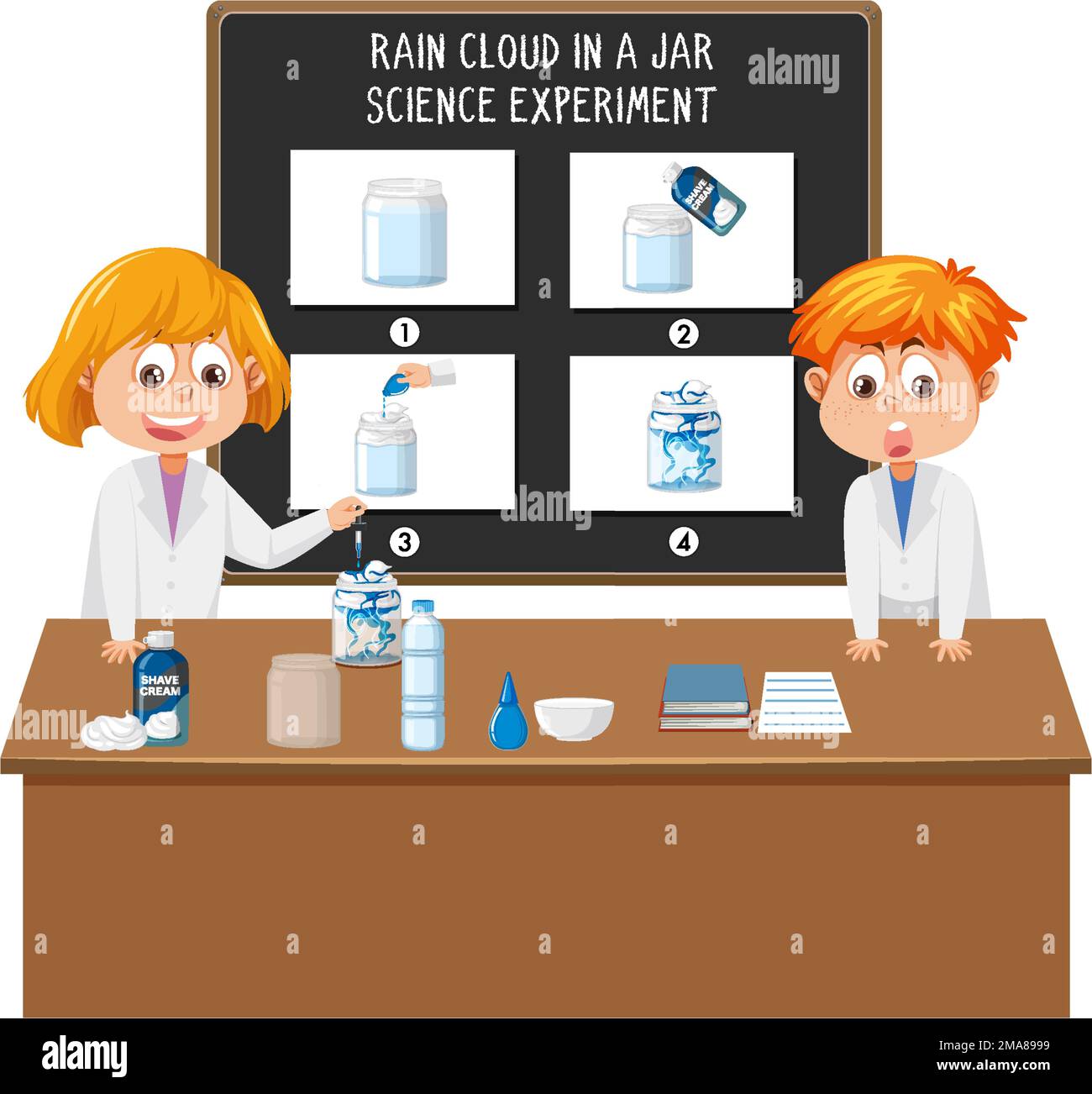 Rain cloud in a jar science experiment illustration Stock Vector Image ...