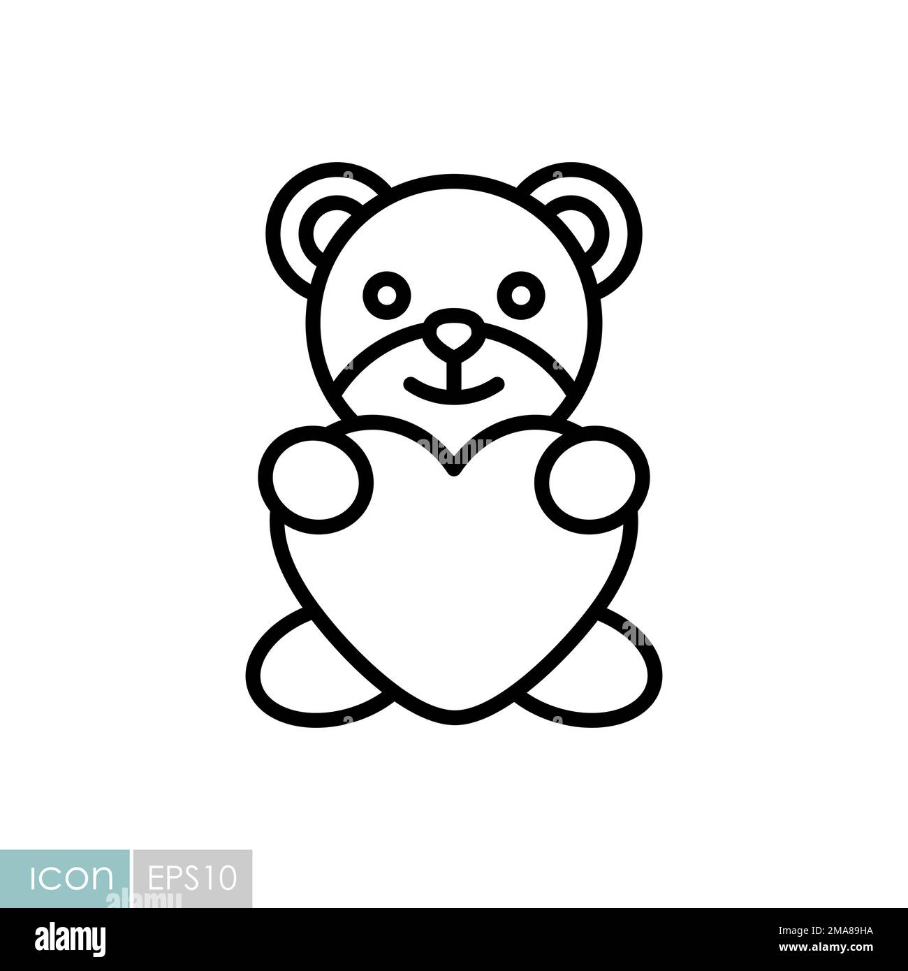 Teddy holding in the paws of big heart icon. Valentine day symbol ...