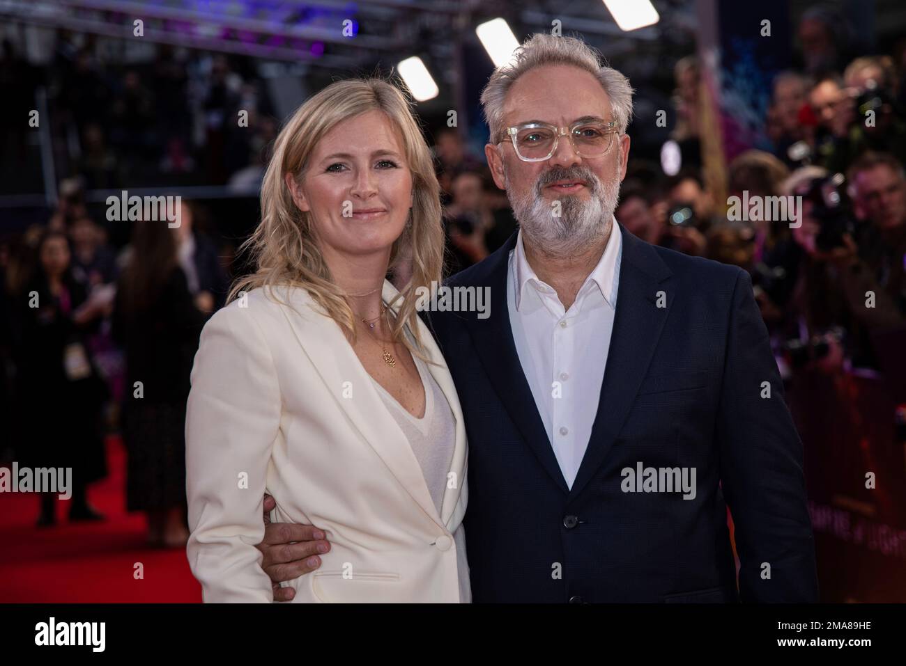 Director Sam Mendes and Alison Balsom pose for photographers upon ...