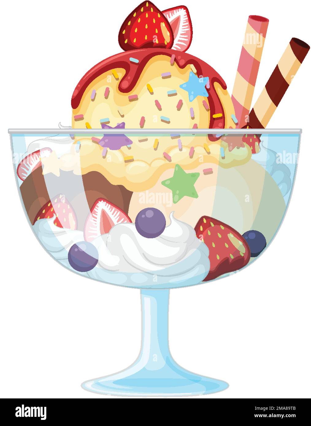 Ice Cream Sundae Served In A Glass Illustration Stock Vector Image