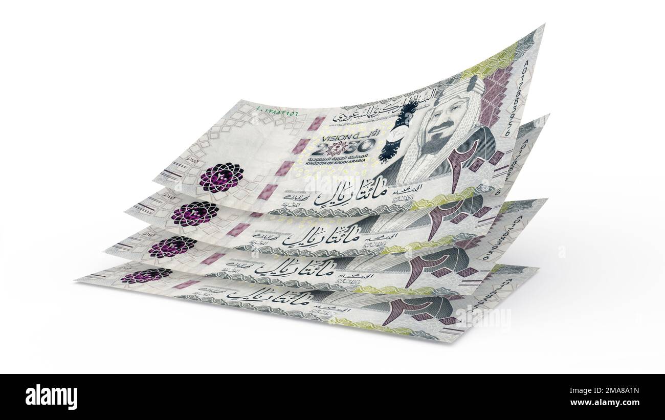 Saudi Arabia 200 Riyals Banknotes. Pile of Saudi Riyal Banknotes of 200 ...