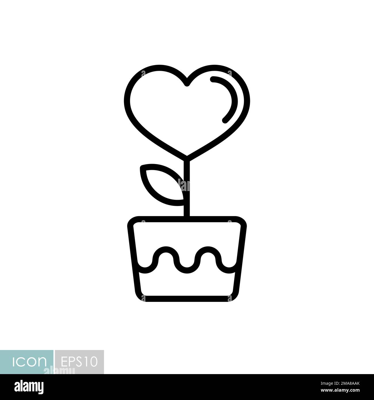 Heart flower in pot icon. Valentine day symbol. Vector illustration ...
