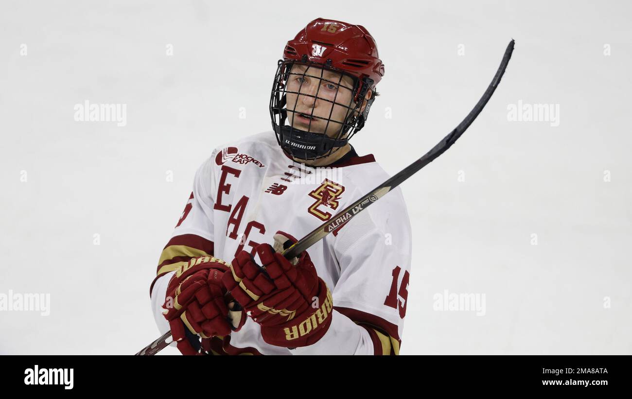 Boston College forward Trevor Kuntar (15) skates during the second ...