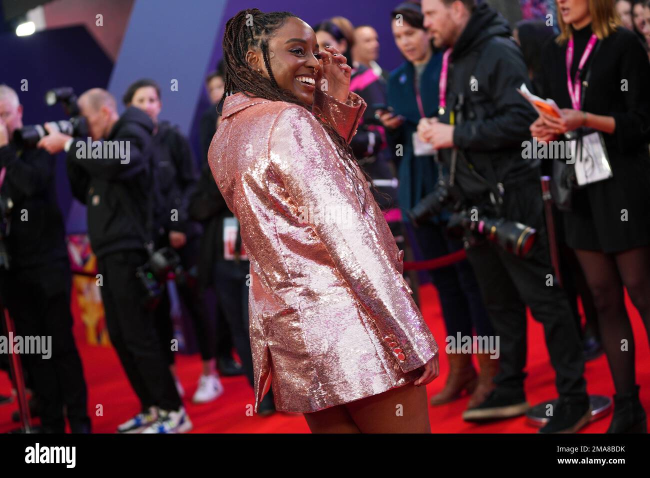 Crystal Clarke poses for photographers upon arrival for the premiere of ...