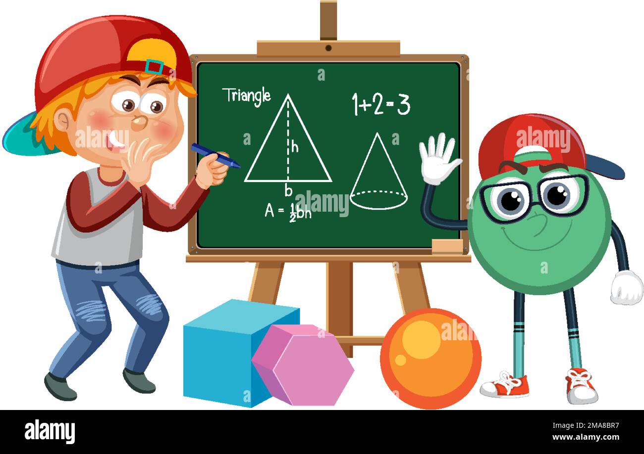 Kid with math equation on blackboard illustration Stock Vector Image ...
