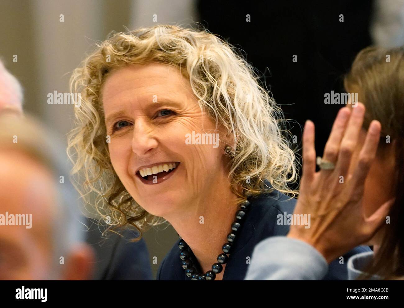 Virginia State Sen. Jen Kiggans, R-Virginia Beach, talks with ...