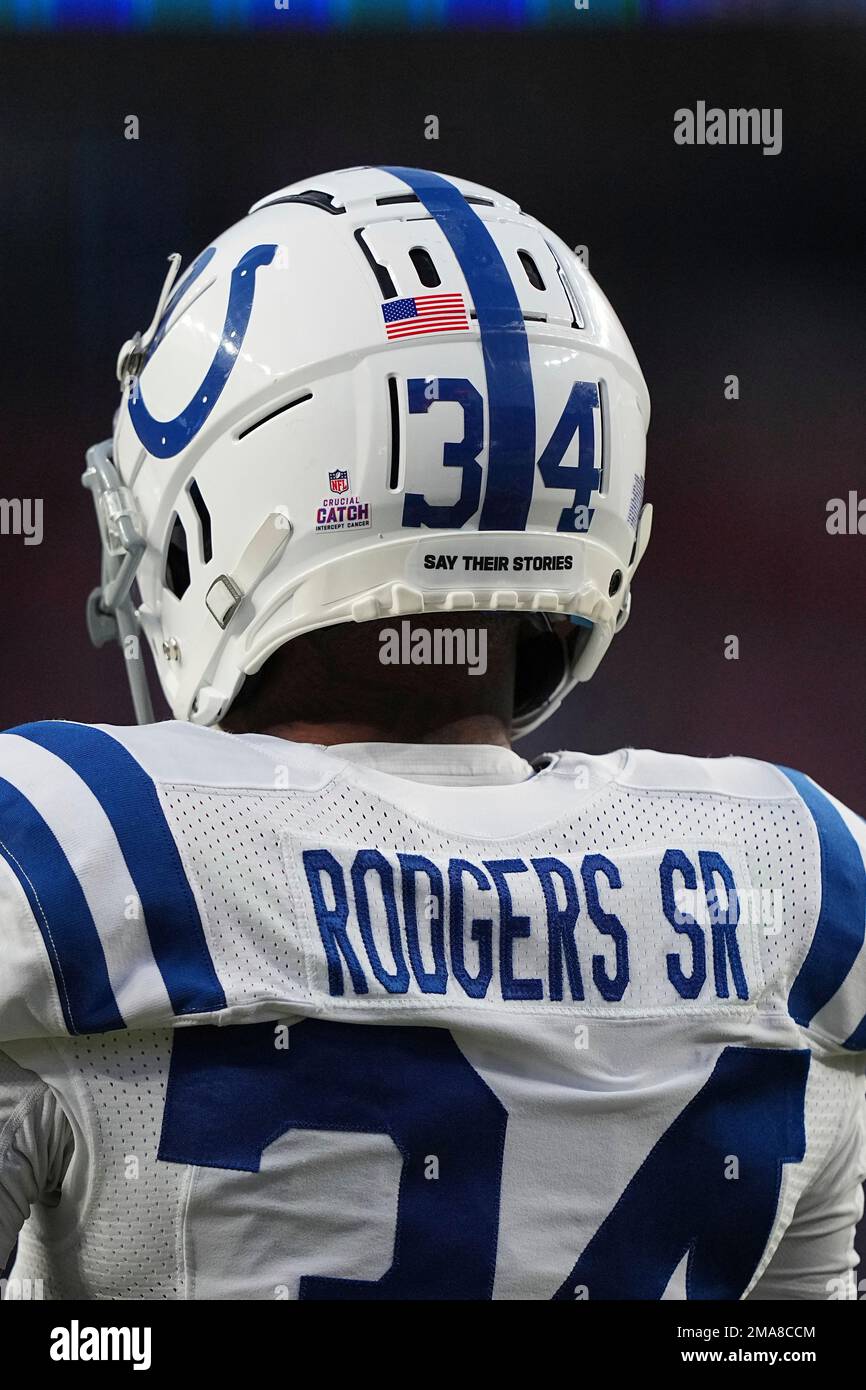 Indianapolis Colts cornerback Isaiah Rodgers (34) against the Denver ...