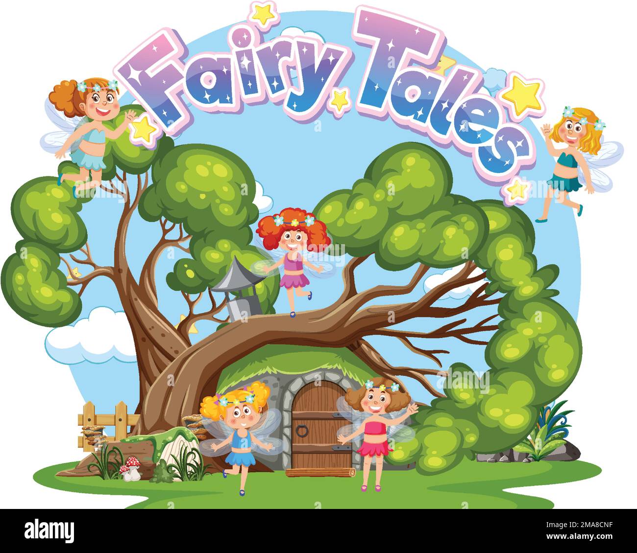 Fairy tales text design illustration Stock Vector Image & Art - Alamy