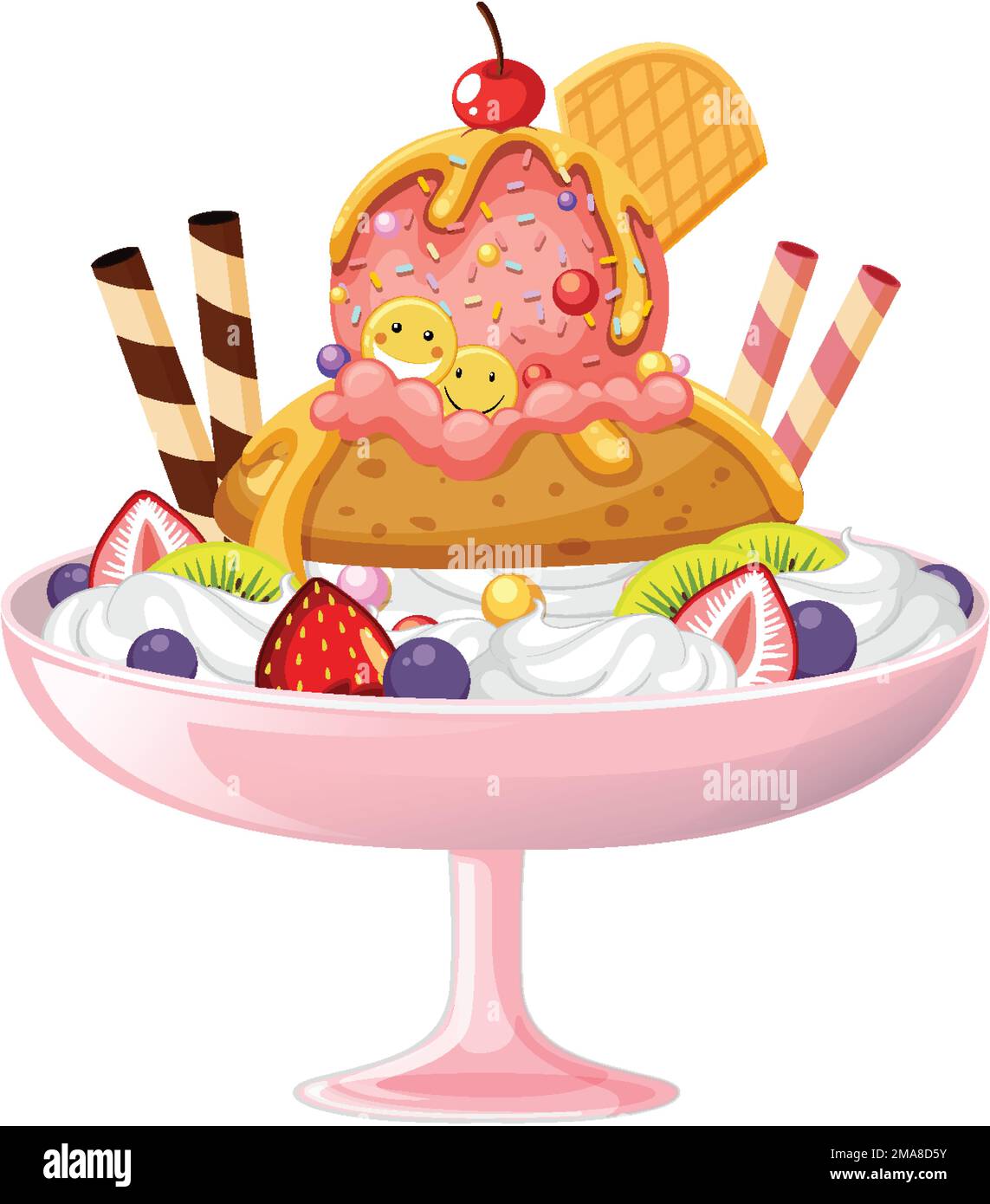 Ice cream in bowl with toppings illustration Stock Vector Image & Art ...