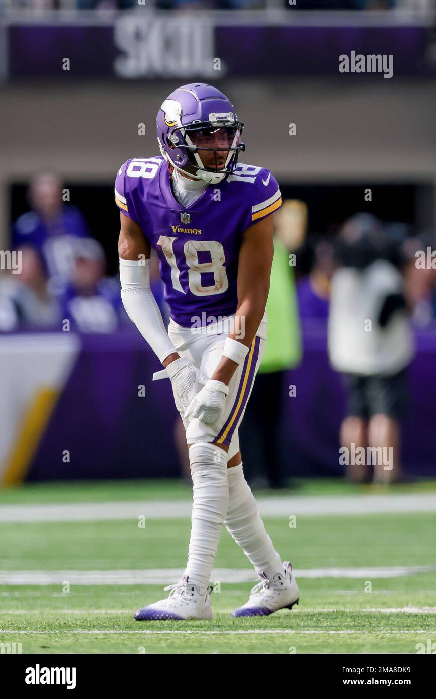 Minnesota Vikings wide receiver Justin Jefferson (18) in action during ...