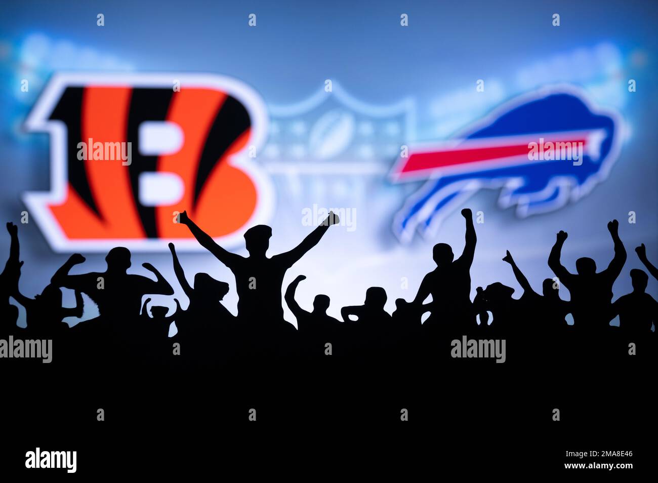 BUFFALO, USA, JANUARY 18, 2023: Cincinnati Bengals vs. Buffalo Bills ...