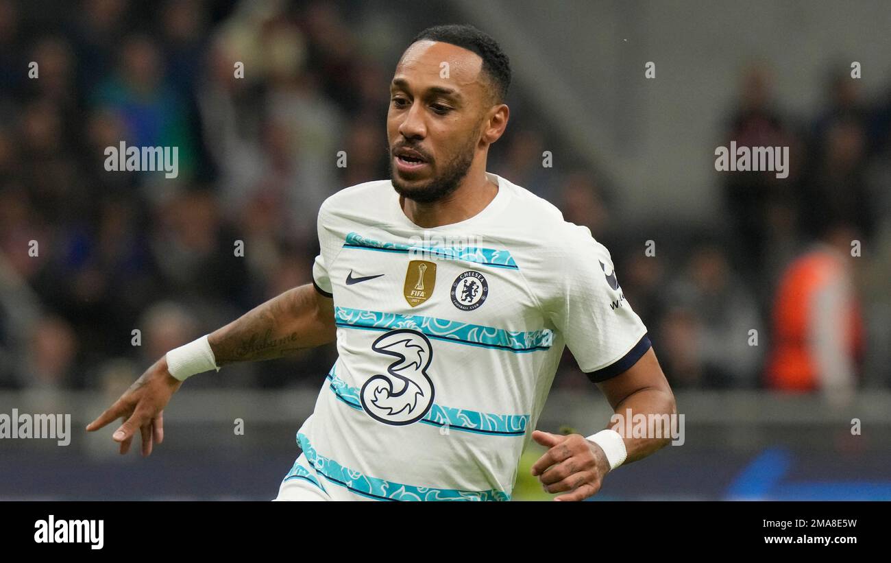 Chelsea's Pierre-Emerick Aubameyang controls the ball during a Group E ...