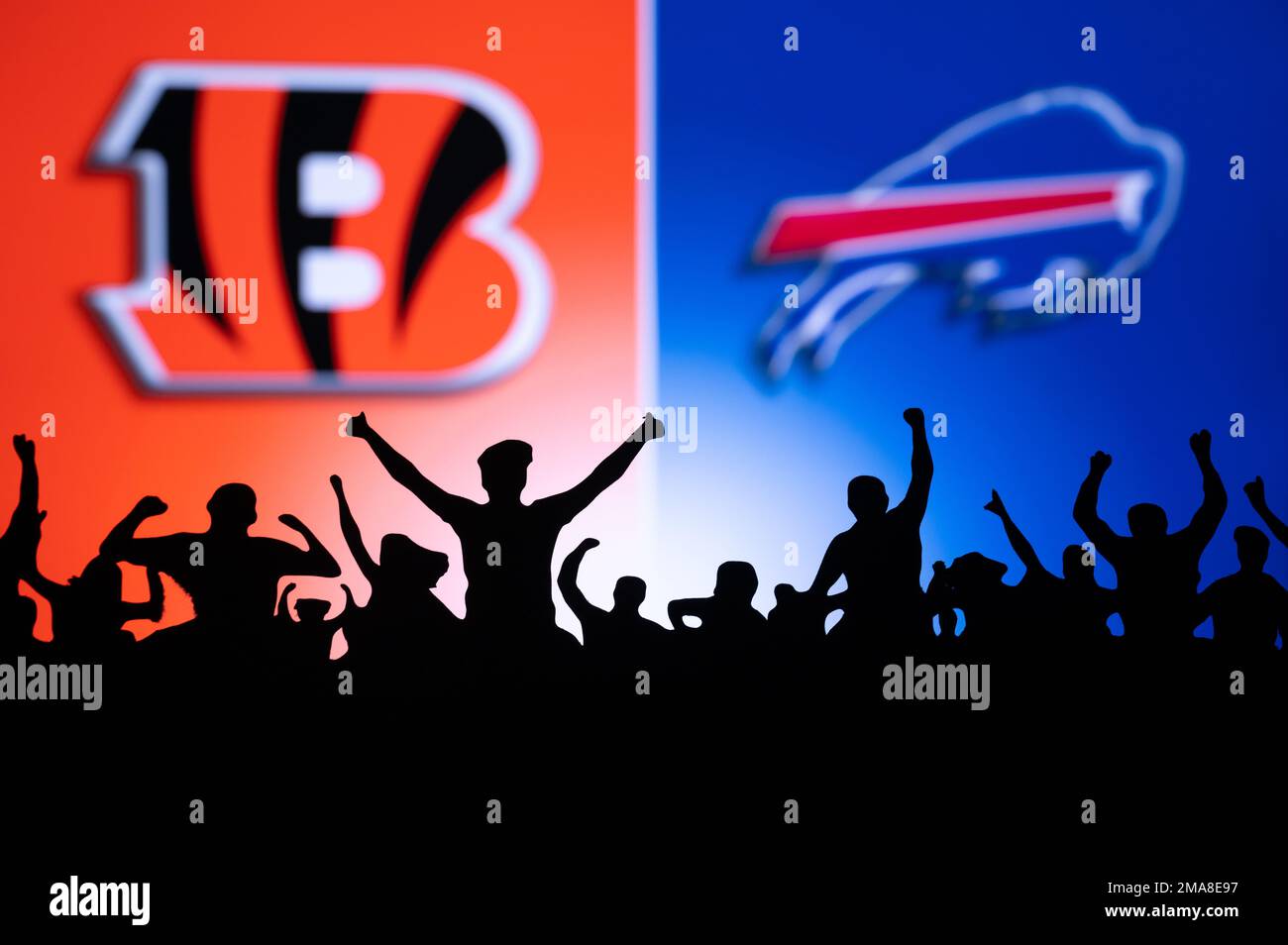 BUFFALO, USA, JANUARY 18, 2023: Cincinnati Bengals vs. Buffalo Bills ...