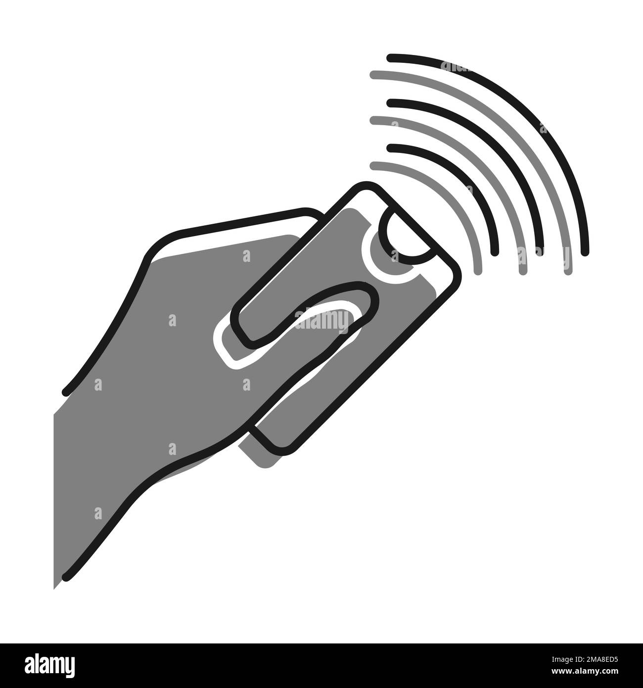 Linear filled with gray color icon. Hand Holds Tv Control Panel And ...