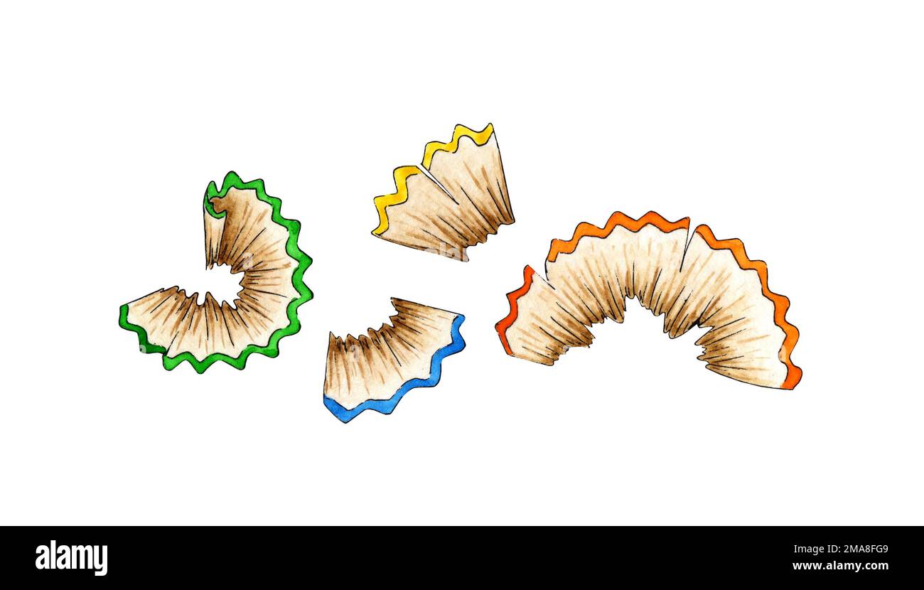 Watercolor illustration set of multi-colored crayons. Draw, sharpen and ...