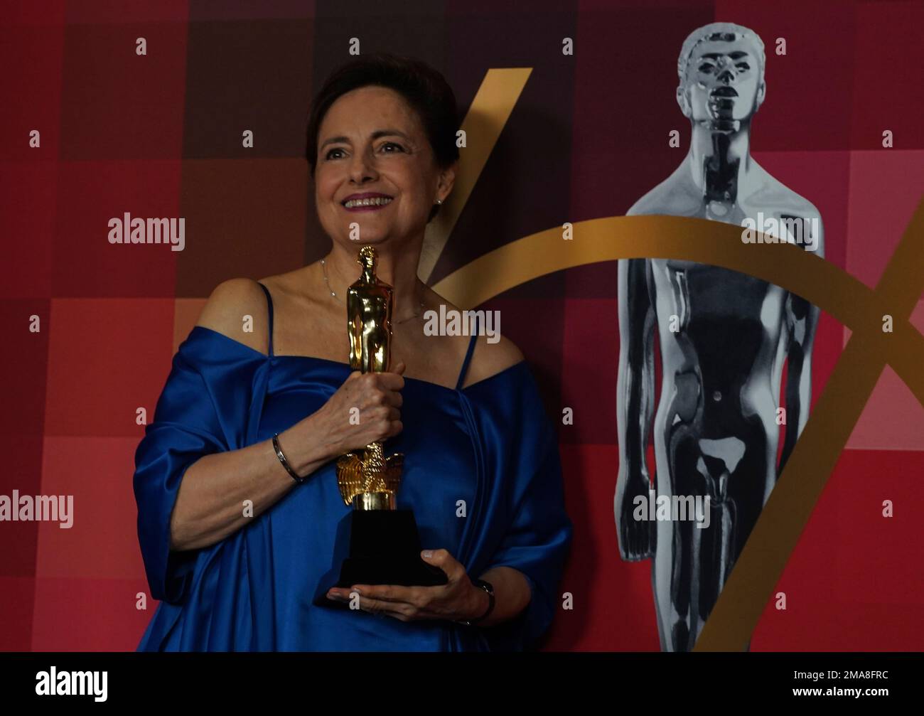 Diana Bracho holds her lifetime achievement award during the 64th ...