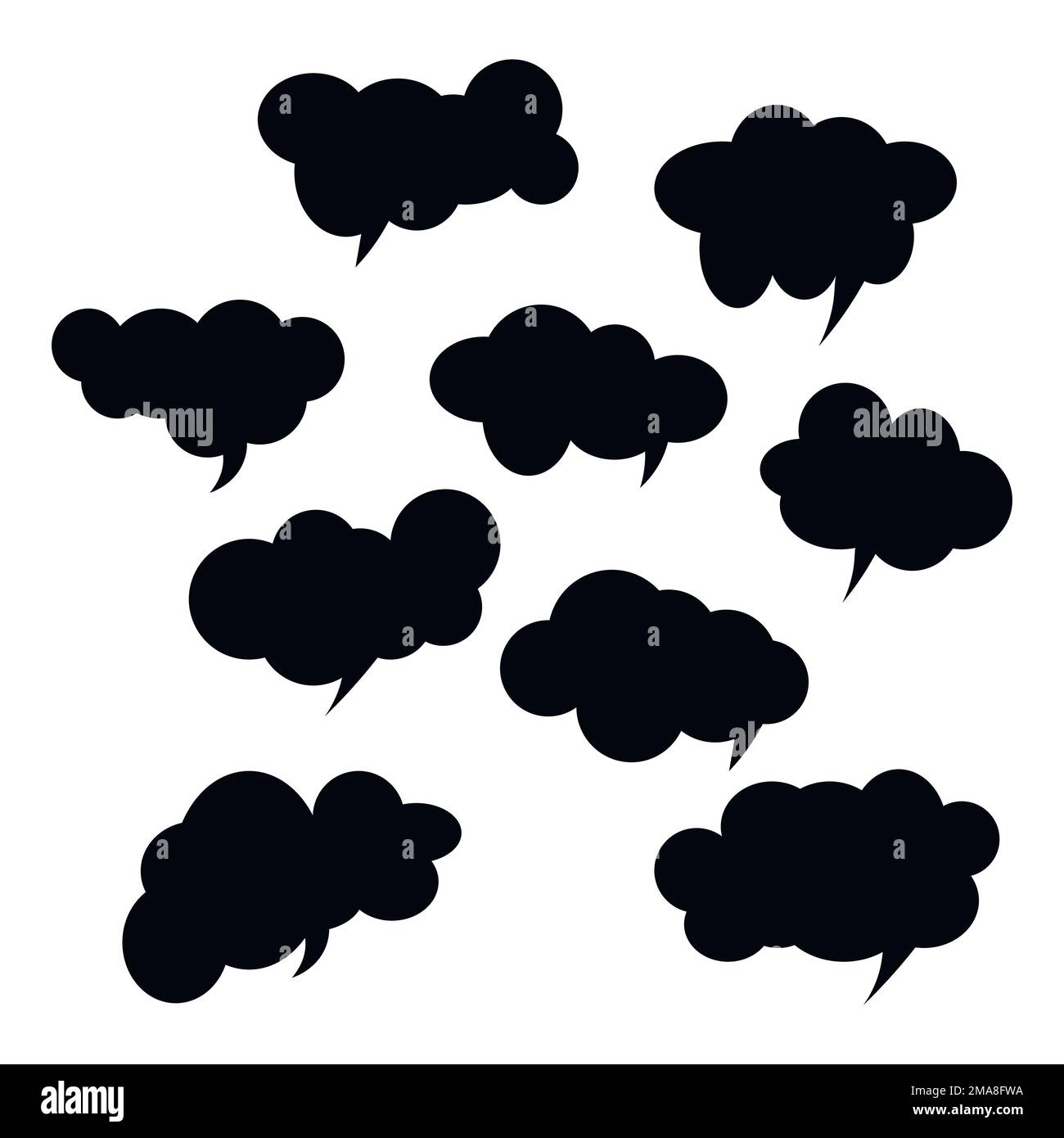 Set of black and white speech bubbles. Cartoon Vector illustration ...