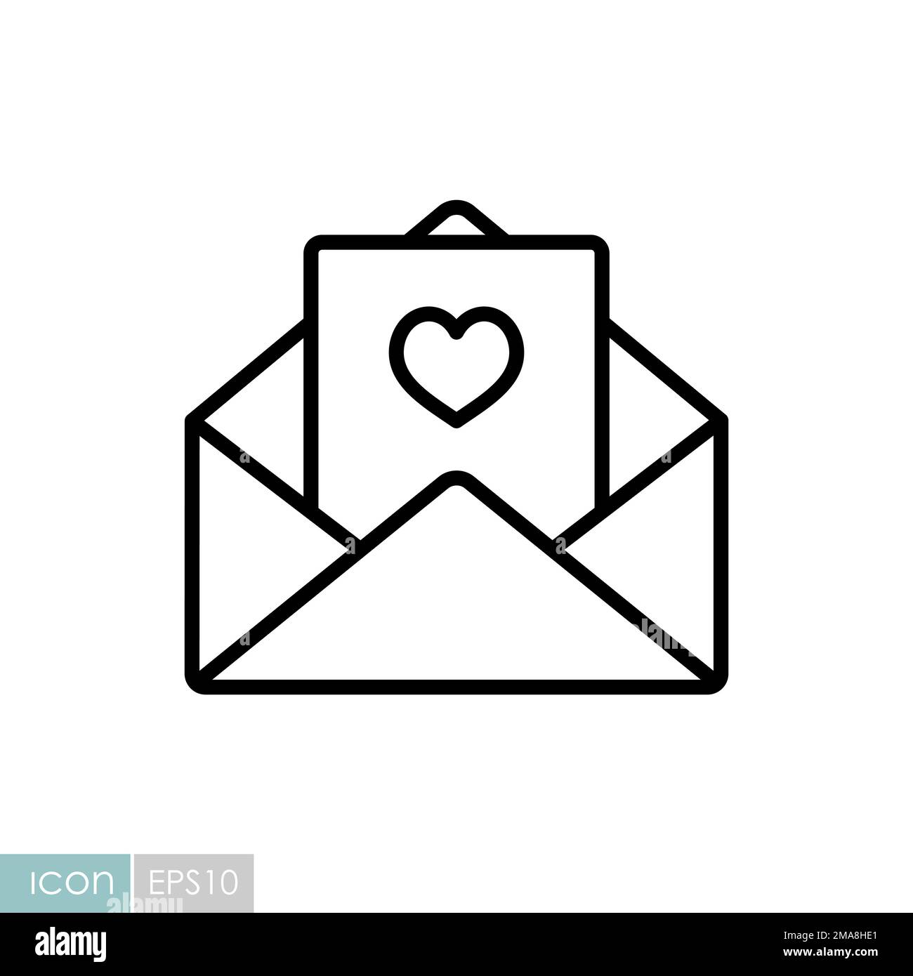 Happy Valentine day Card in envelope icon. Heart sign, symbol ...