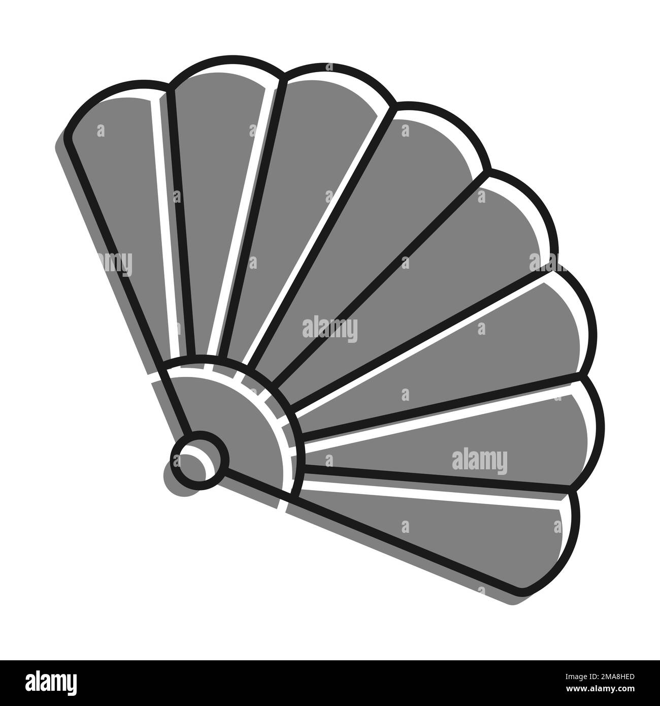 Linear filled with gray color icon. Theatrical Fan. Female Folding Fan ...