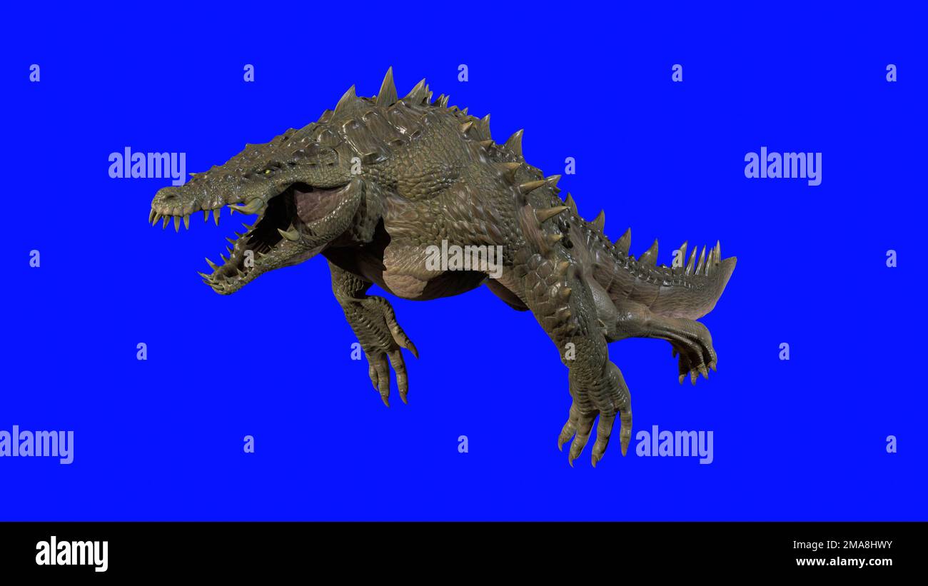 A furious crocodile humanoid from a wild tribe quickly runs through the ...