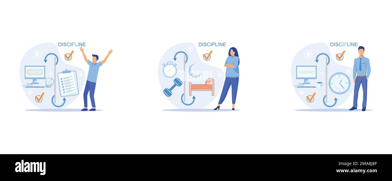 Discipline concept icon. Time management. Working day idea , Daily ...