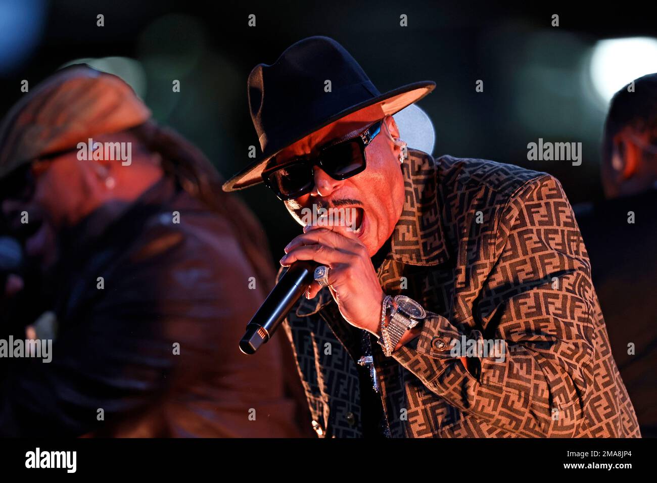 Hen Dogg of The Sugarhill Gang performs at halftime during an NFL ...