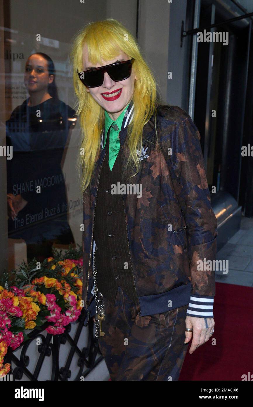 Pam Hogg poses for photographers upon arrival at the Shane MacGowan ...