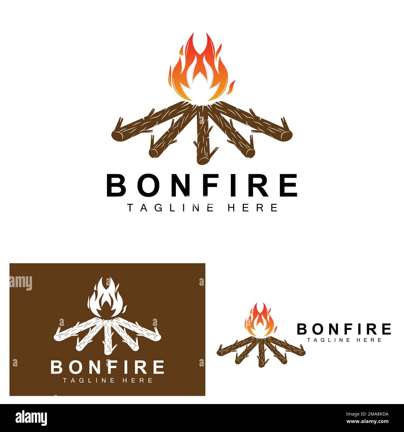 Campfire Logo Design, Camping Vector, Wood Fire And Forest Design Stock ...