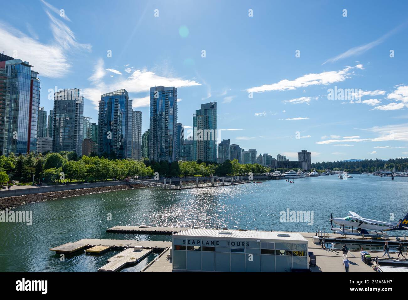 A scenic view of the modern architecture and skyscrapers seen on a ...