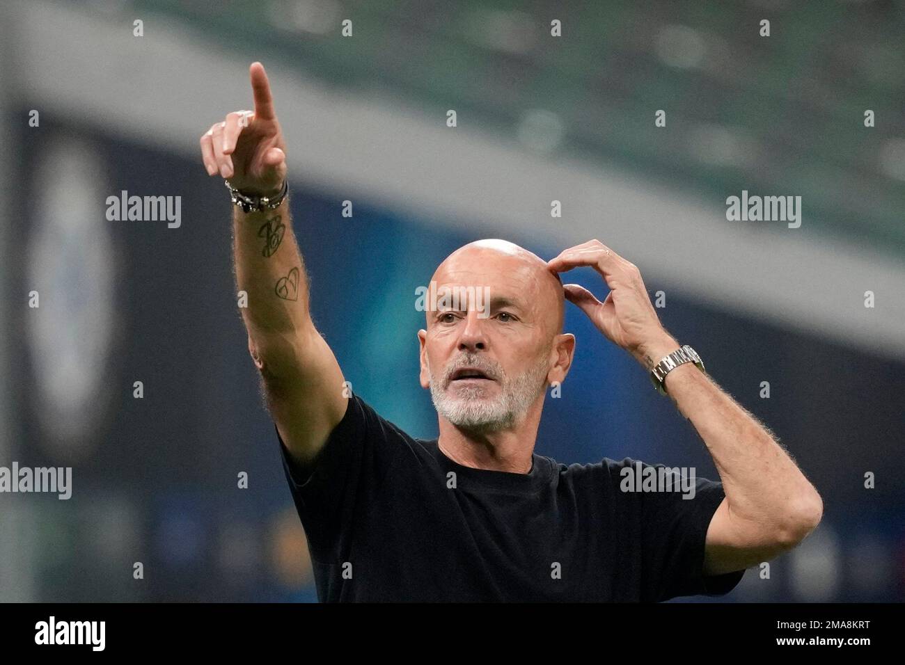 AC Milan's manager Stefano Pioli gestures during the Champions League ...
