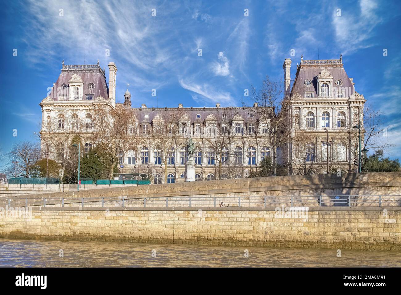 Paris, the facade of the Hotel de Ville, city hall of the french ...