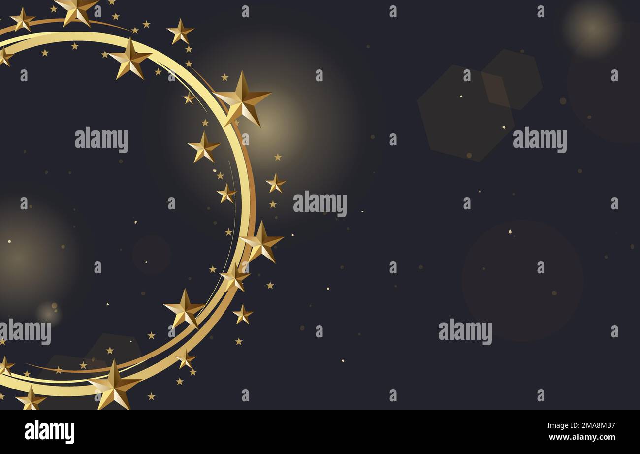 An illustration of stars around a ring isolated on a dark gray ...